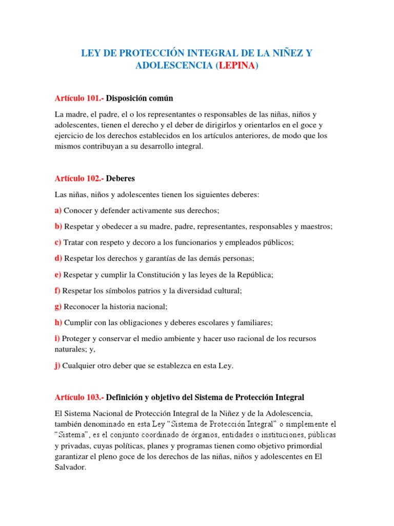 Ley de Proteccion Integral de La Niñes | PDF