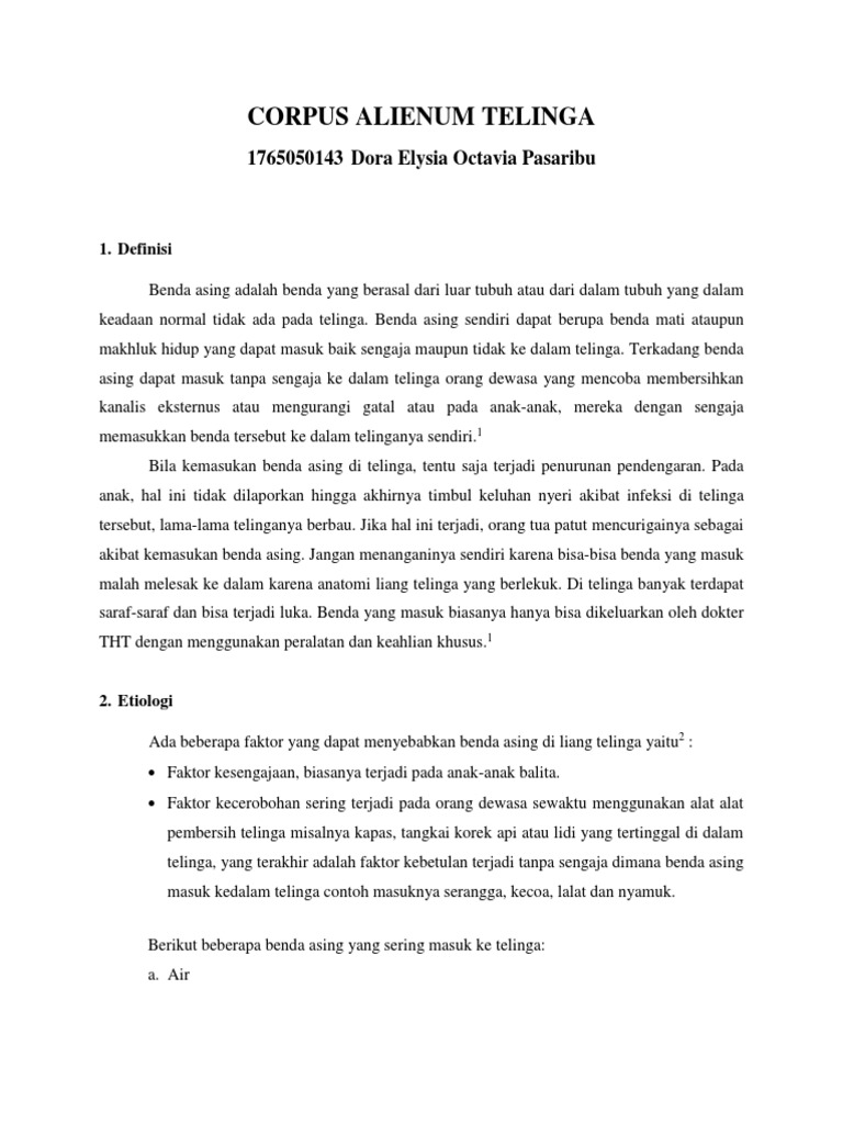 Corpus Alienum Telinga | PDF