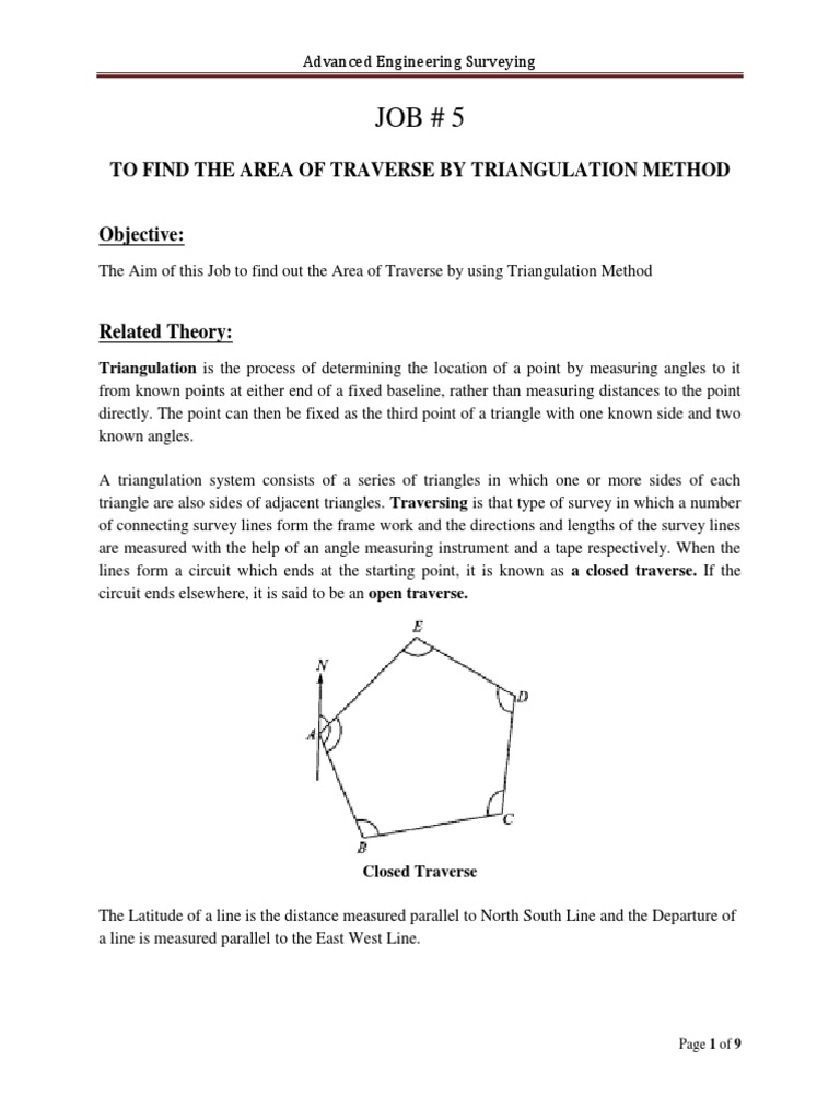 (Updated File) Job # 5. To Find The Area of Traverse by Triangulation ...