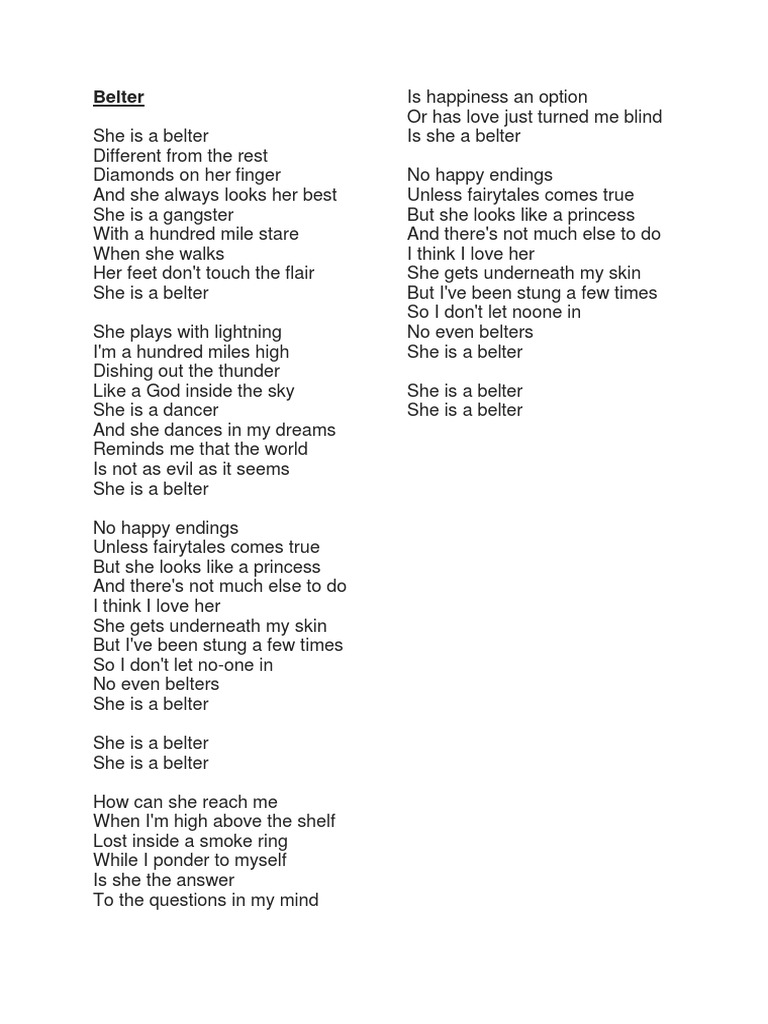 Belter - Lyrics | PDF