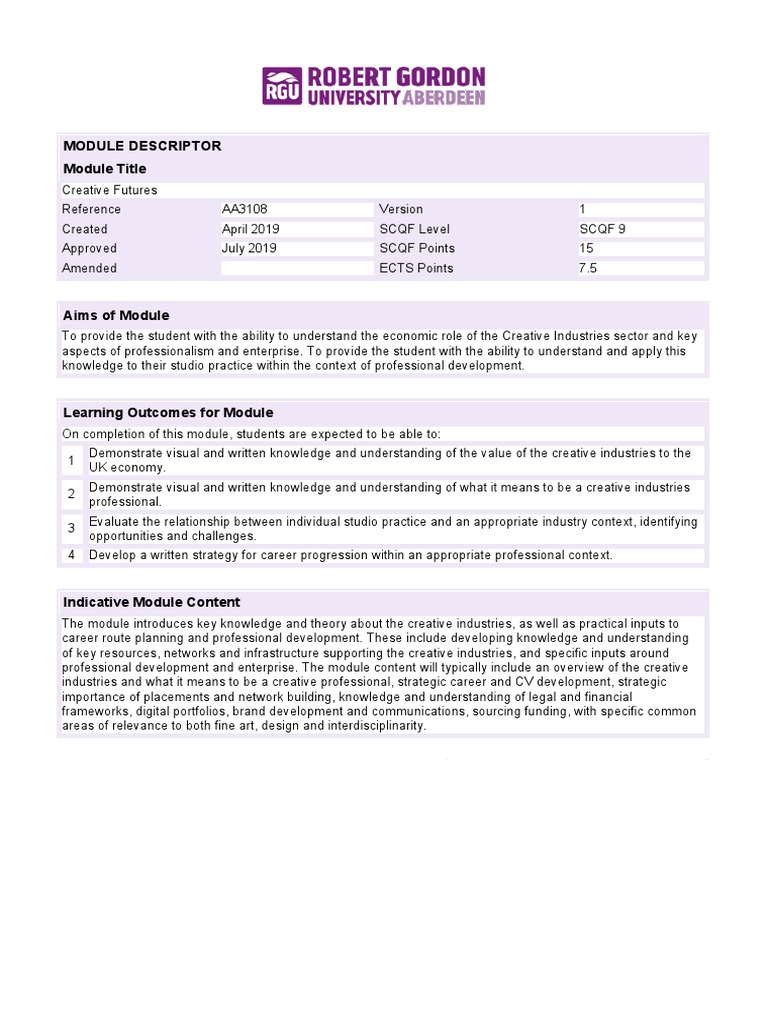 Module Descriptor Module Title | PDF | Cognitive Science | Behavior ...