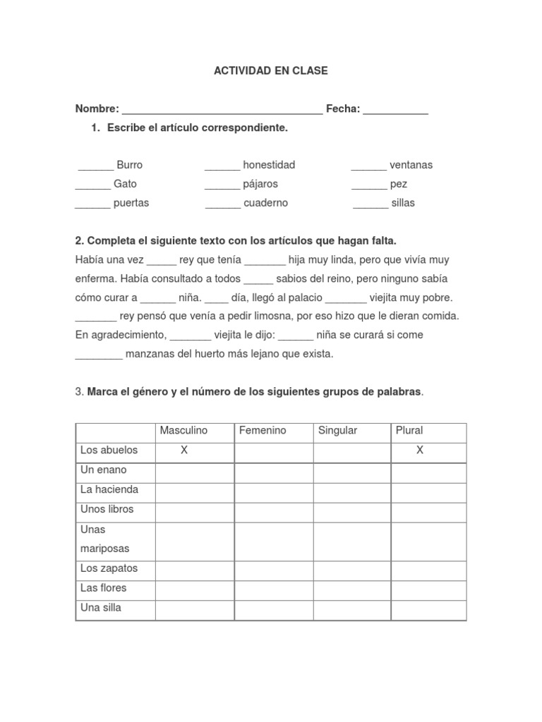 Actividades de Gramática para Niños | PDF