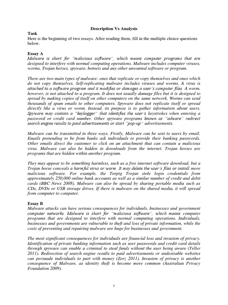 Description Vs Analysis | PDF | Malware | Cardiovascular Diseases