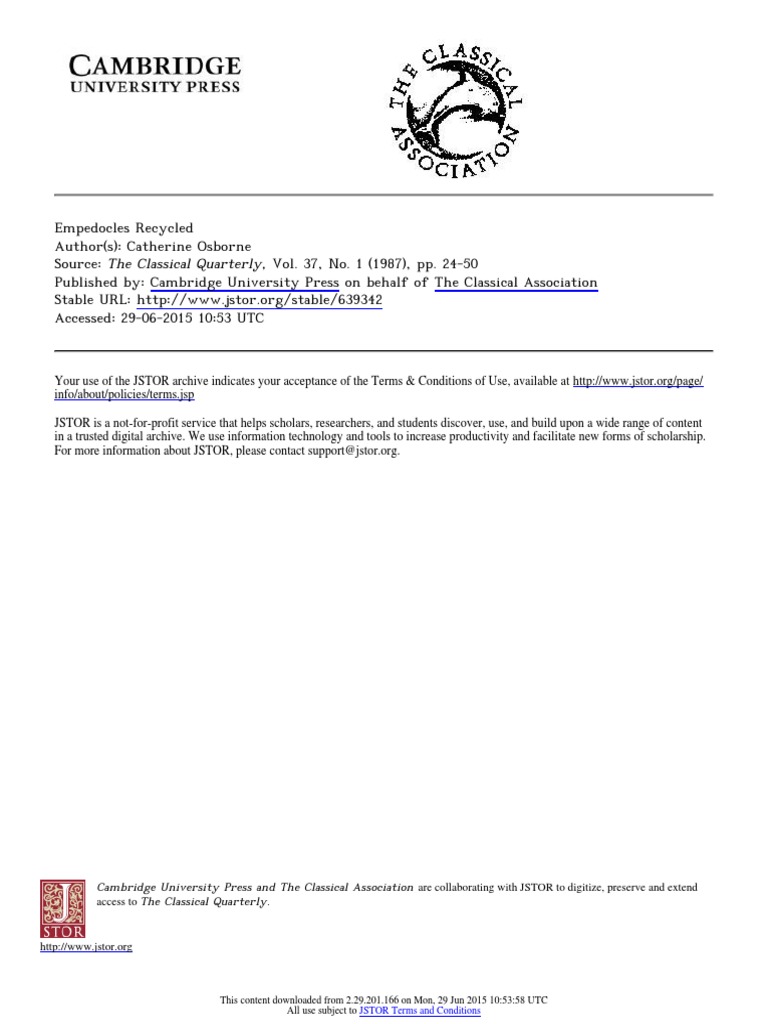 Empedocles Recycled | PDF | Science | Philosophical Science