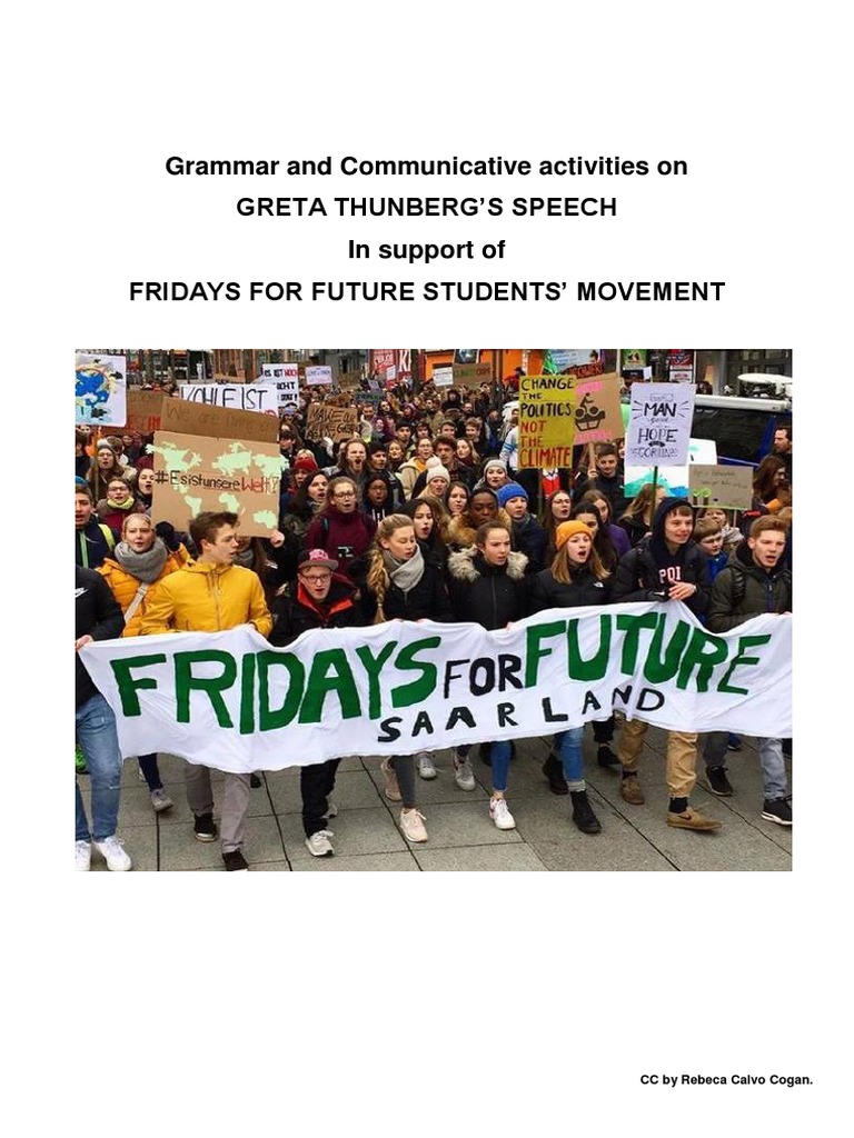 Greta Thunbergs Speech Postlistening Activities Co CLT Communicative ...