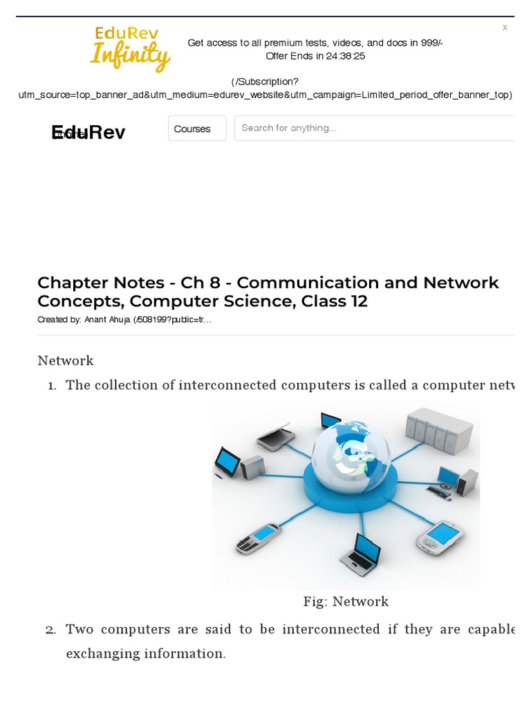 Chapter Notes Ch 8 Communication And Network Concepts Computer