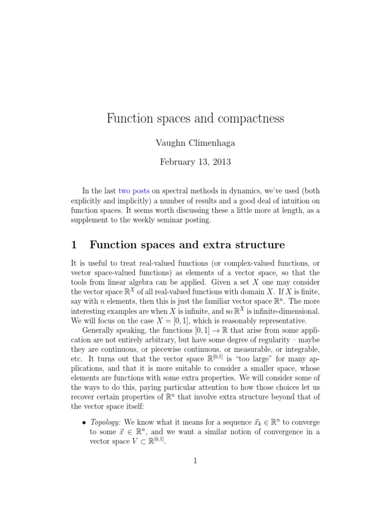 Function Spaces and Compactness | PDF | Compact Space | Metric Space