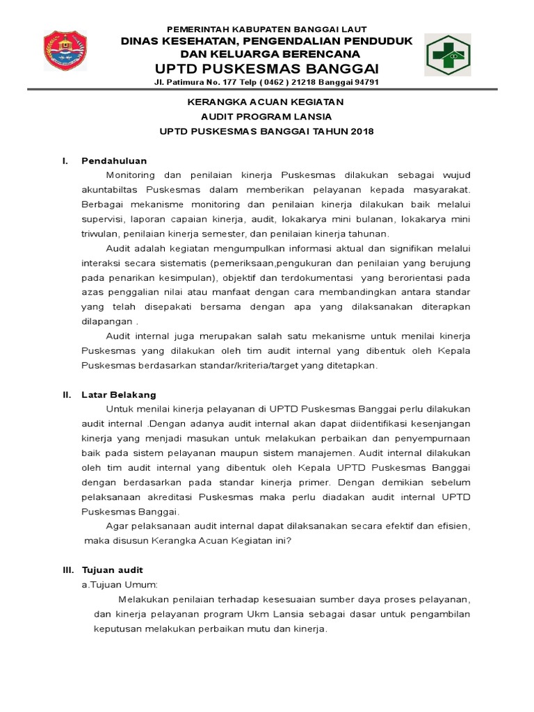 Kak Audit Program Lansia Dan PTM | PDF