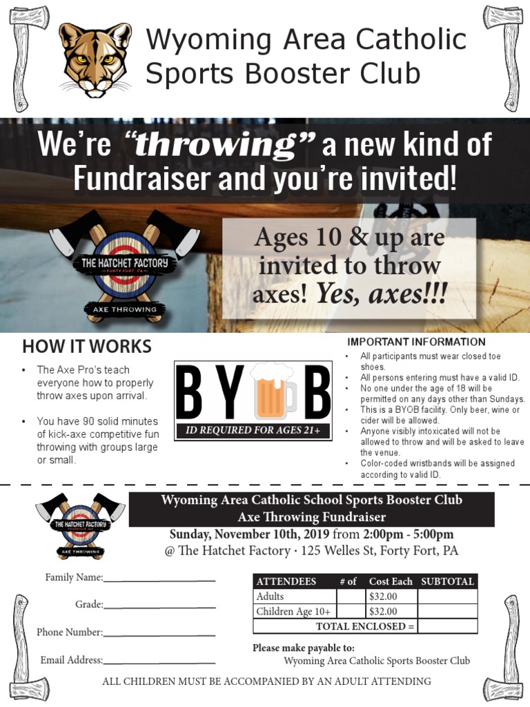 WACS Axe Throwing Fundraiser Form PDF | PDF | Alcohol