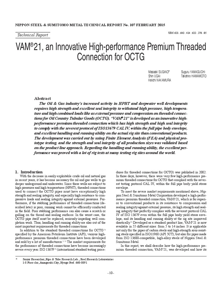 VAM® 21 Technical Report | PDF | Pipe (Fluid Conveyance) | Finite ...