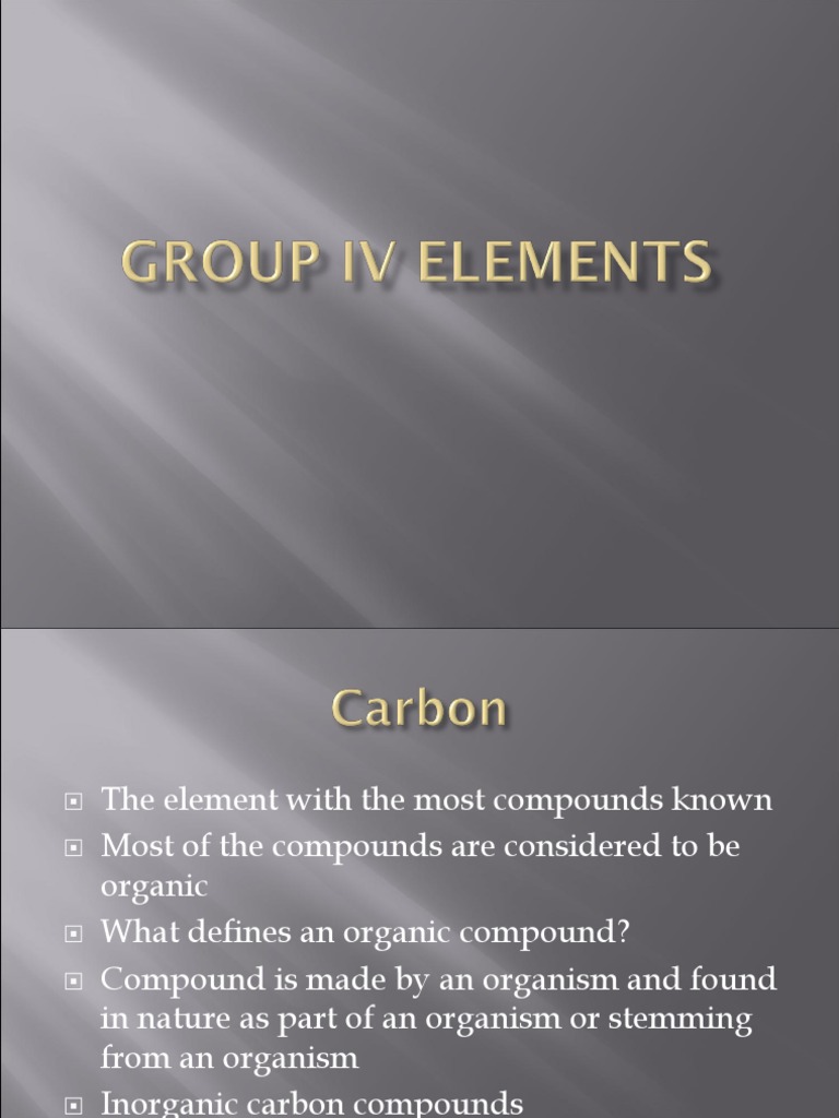 Group IV Elements | PDF | Silicon | Carbon