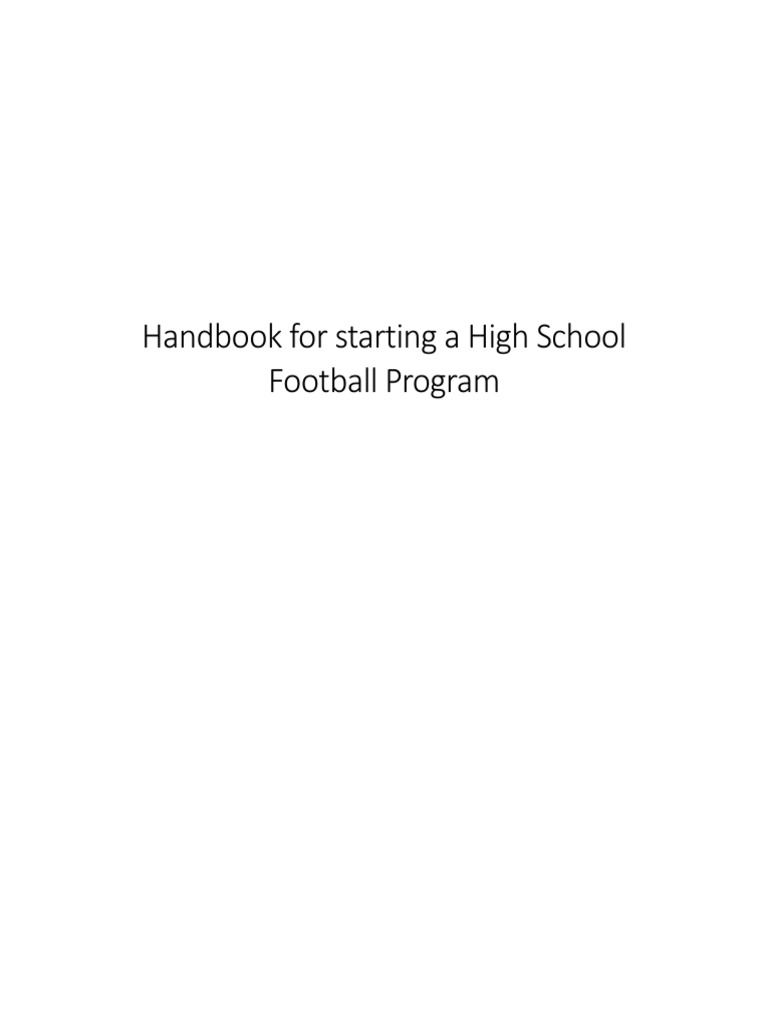 Handbook For Starting A High School Football Program | PDF | Teachers ...
