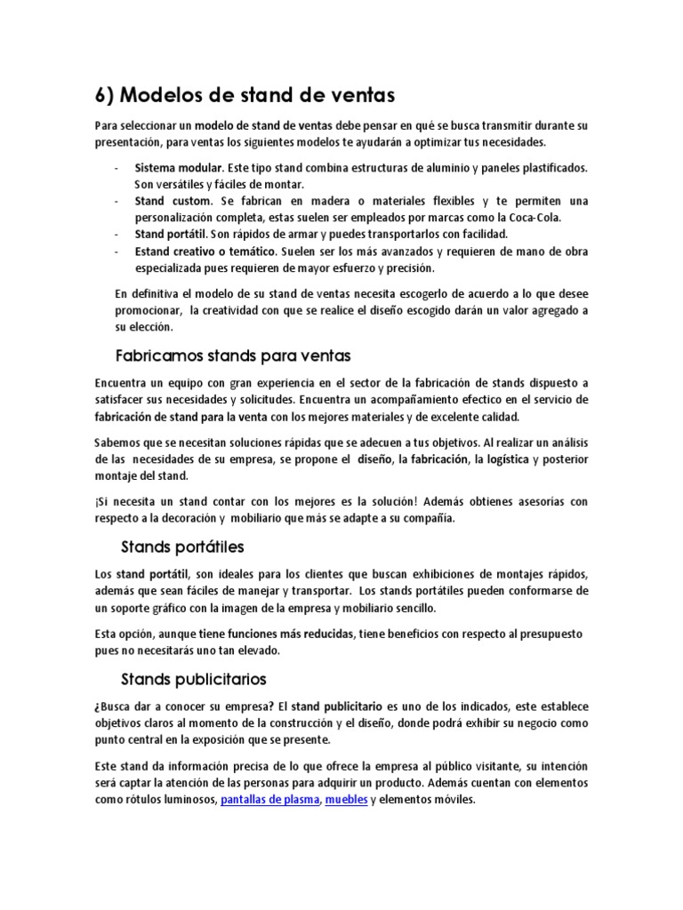 6 - Modelos de Stand de Ventas | PDF | Diseño | Informática y ...
