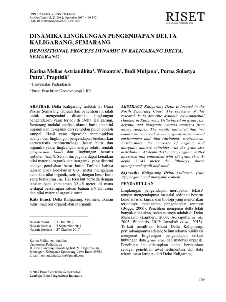 Dinamika Lingkungan Pengendapan Delta Kaligarang S | PDF