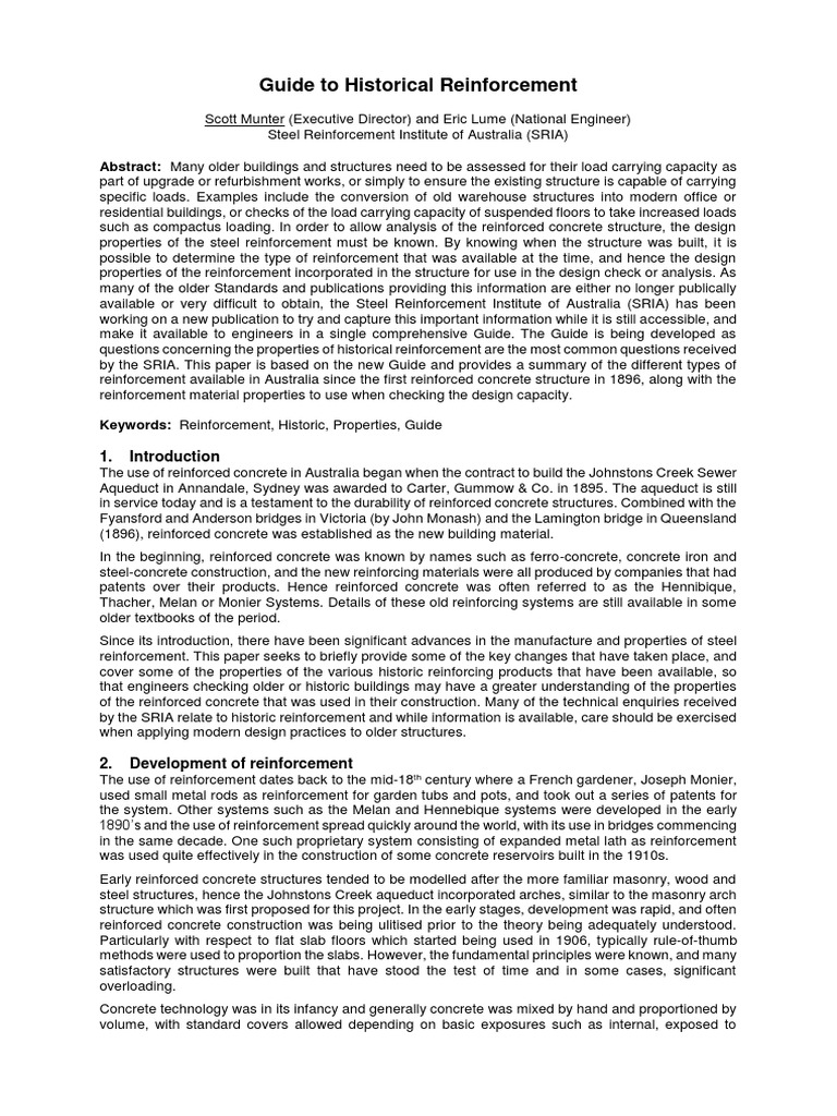 SRIA Concrete Historical Reinforcement | PDF | Ultimate Tensile ...