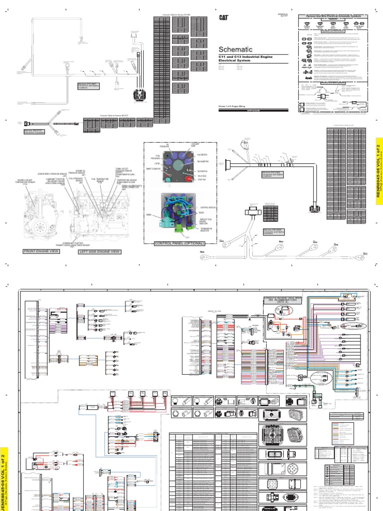 Caterpillar C11-C13 Engine Schematic | PDF | Switch | Electrical Connector