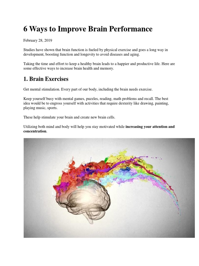 6 Ways To Improve Brain Performance Pdf Laughter Stress Biology