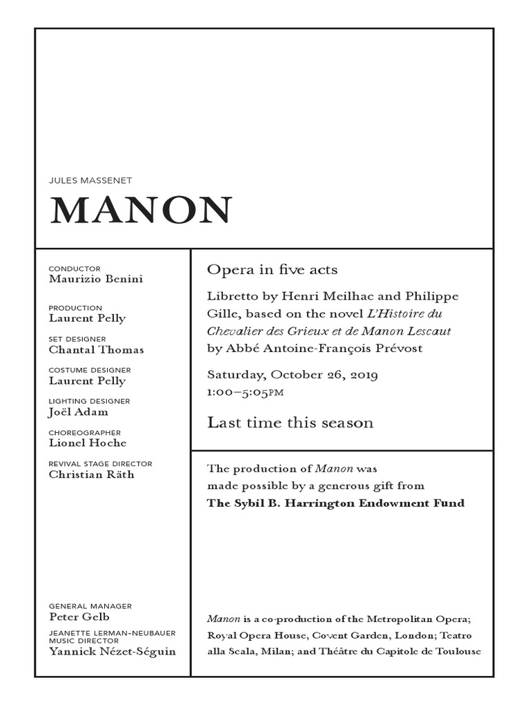 Manon PDF | PDF | Opera | Vocal Musical Compositions