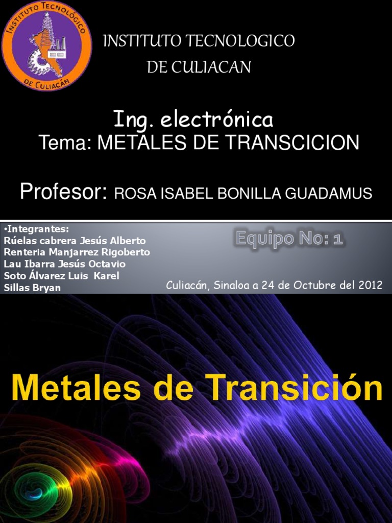 Metales de Transicion | PDF | Metales de transición | Rieles