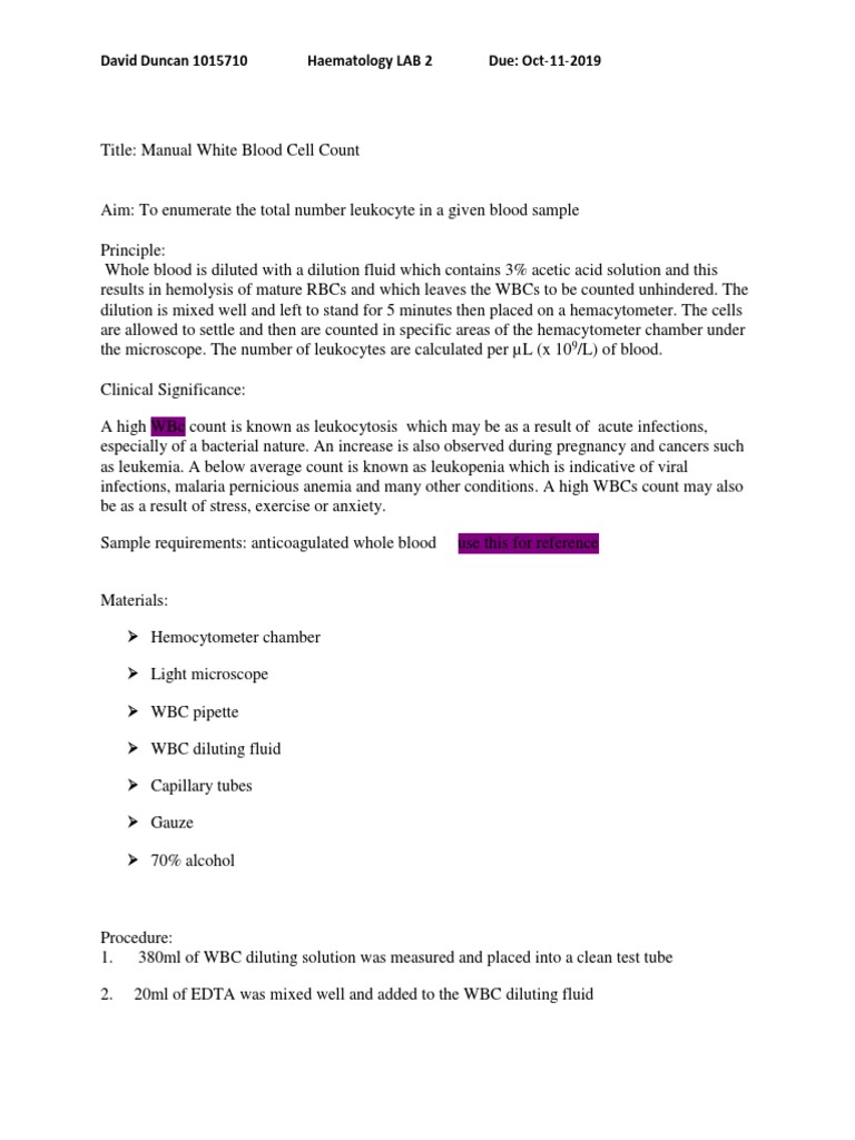 Hem Lab 2 | PDF | White Blood Cell | Medical Specialties