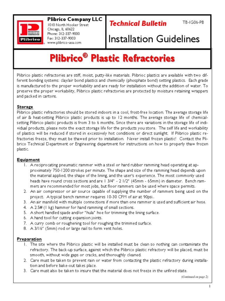 Plastic Refractory Instalation Ref | PDF | Refractory | Anchor