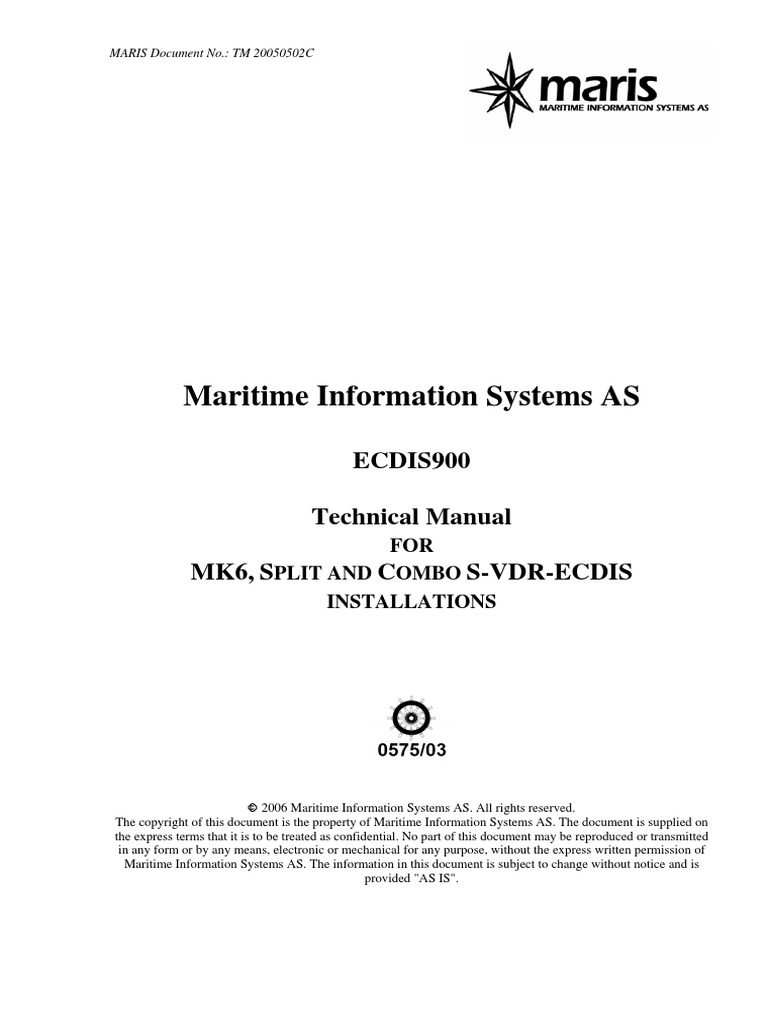 Maris ECDIS900 - Technical Manual Rel C | PDF | License | Computer Monitor