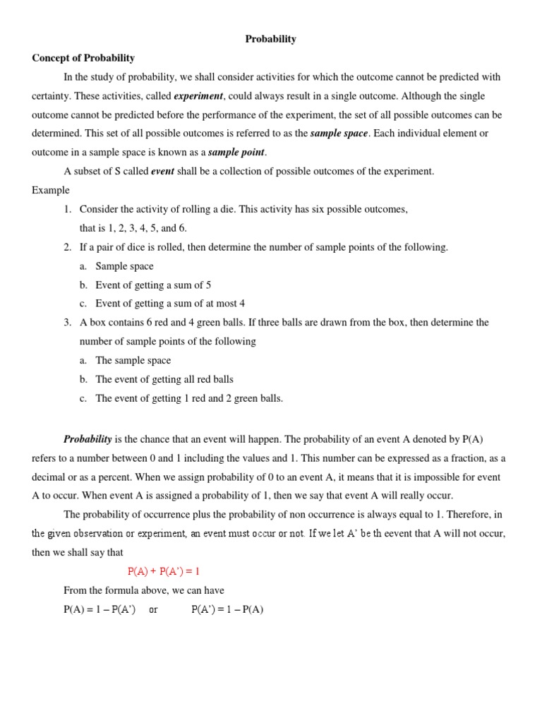 Concept of Probability | PDF | Probability | Numbers