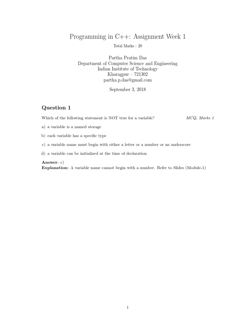 Explanation - Assignment1 - Week1 - C++ - 4th - Run | PDF | Computer Science | Computer Programming