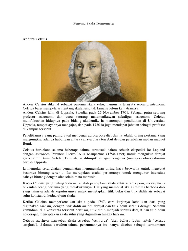 Sejarah Penemuan Skala Suhu Celsius dan Fahrenheit | PDF | Sejarah
