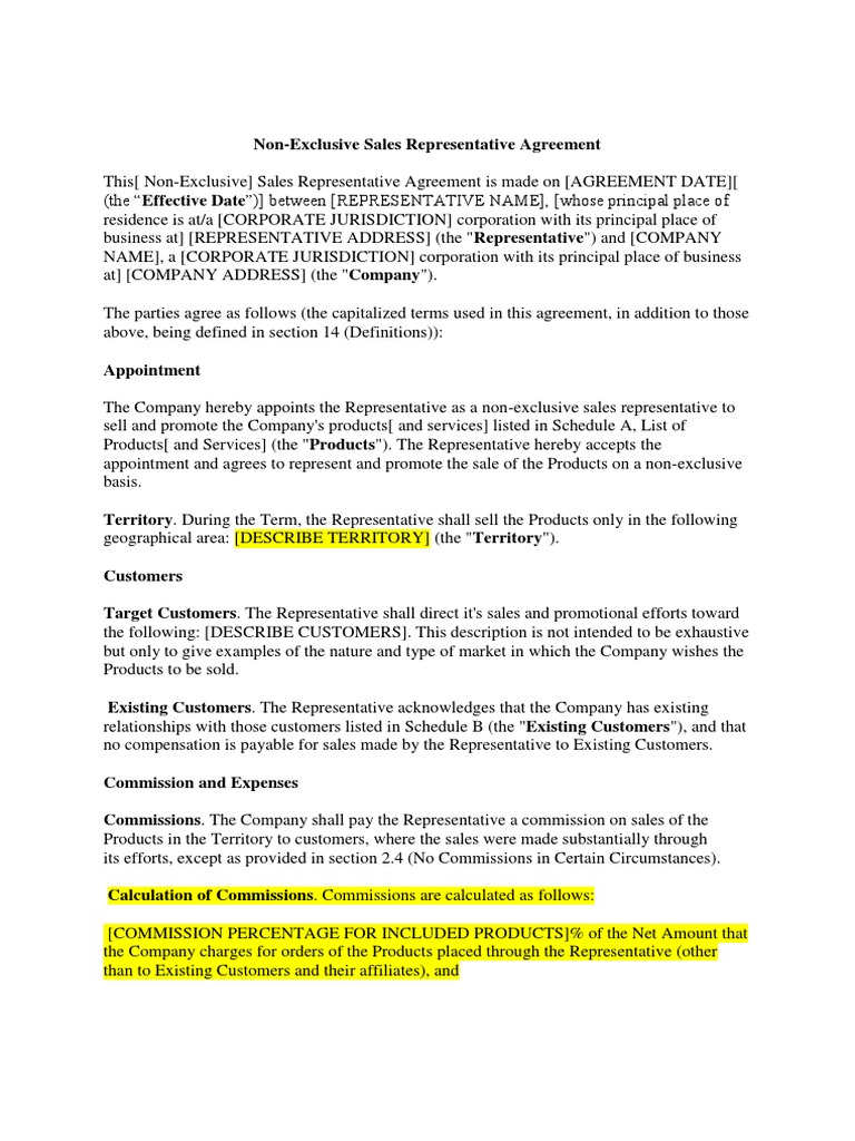 Sales Rep Agreement | PDF | Indemnity | Legal Concepts