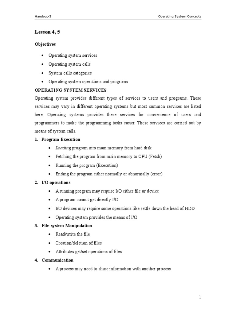 Lesson 4, 5: Objectives | PDF | Kernel (Operating System) | Operating ...