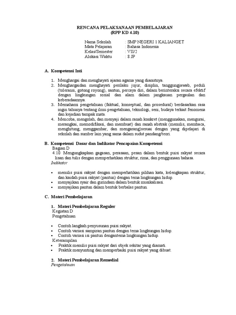 RPP - Edi Sumantri, S.pd. - B. Indonesia - VII | PDF | Karier ...