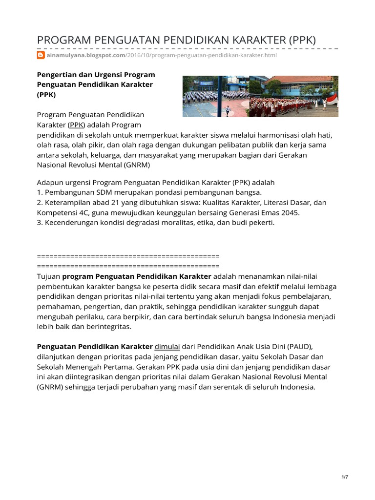 Program Penguatan Pendidikan Karakter PPK | PDF