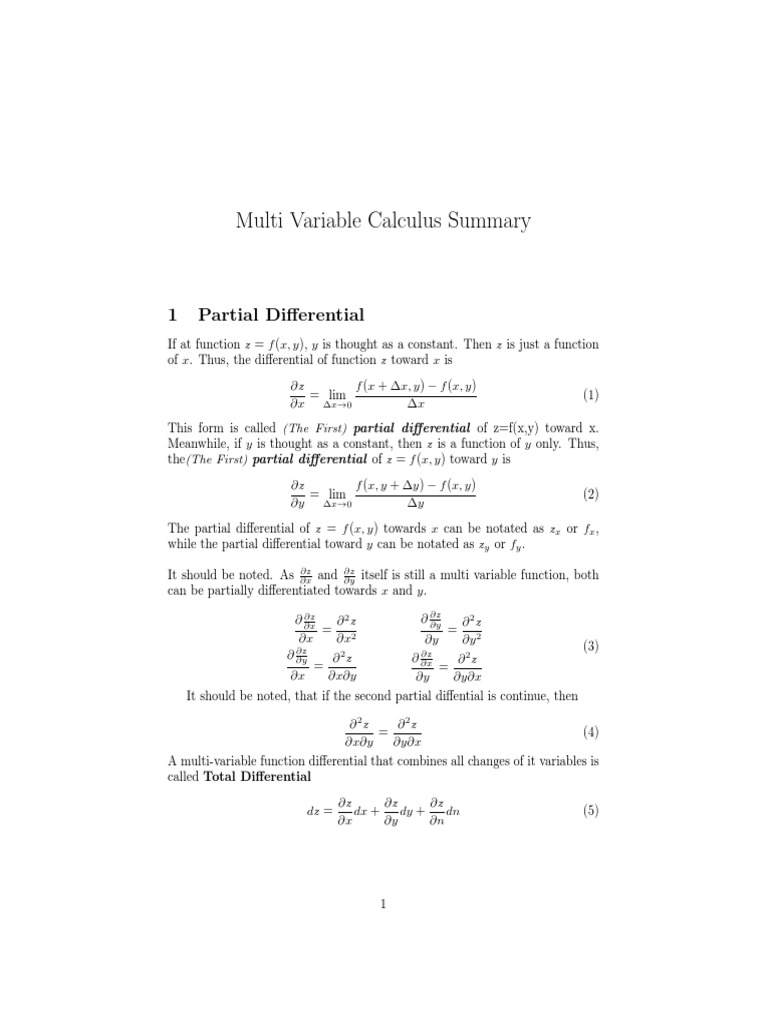 Multi Variable Calculus | PDF | Function (Mathematics) | Rates