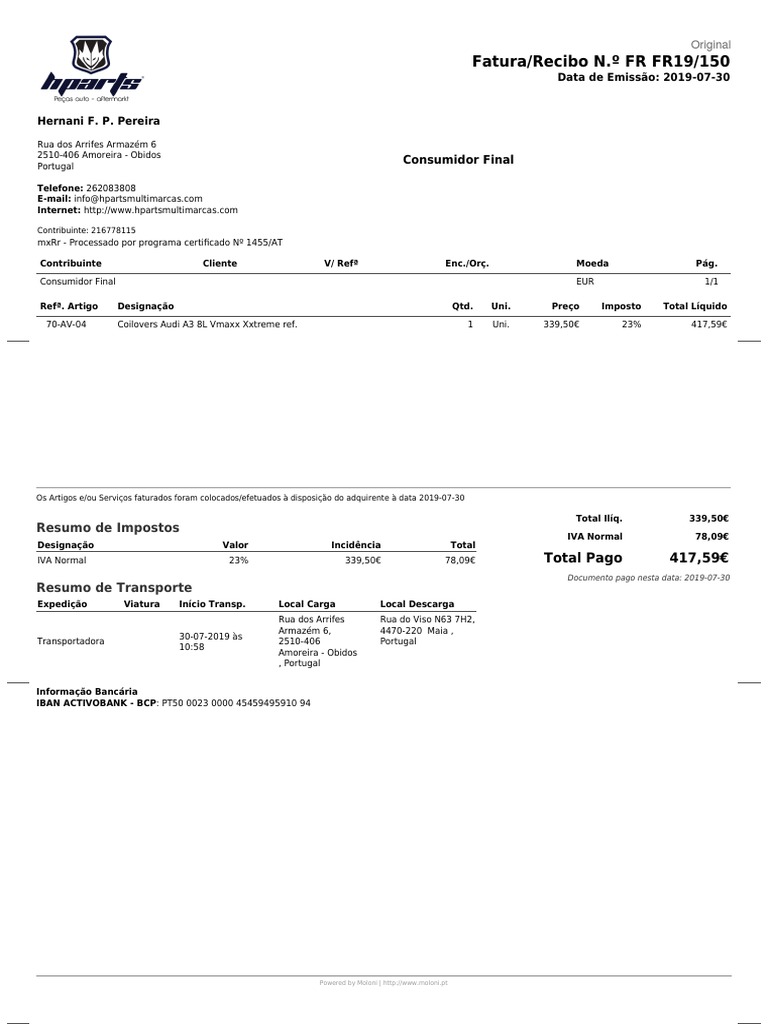 Hparts FR FR19-150 PDF | PDF | Imposto sobre Valor Agregado (IVA ...