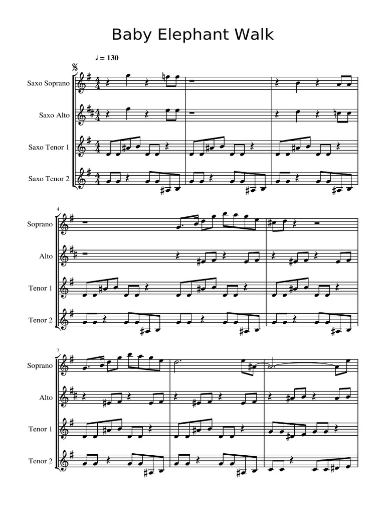 Baby Elephant Walk | PDF | Tenor Saxophone | Music Production
