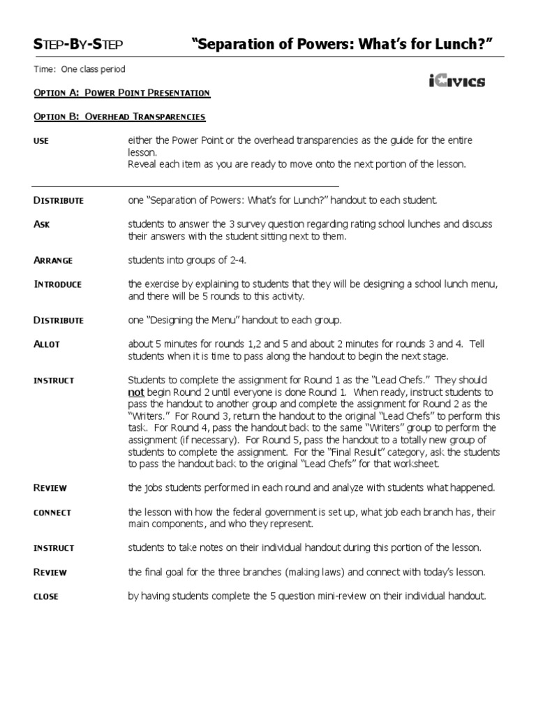 Separation of Powers Complete | PDF | Federal Government Of The United ...