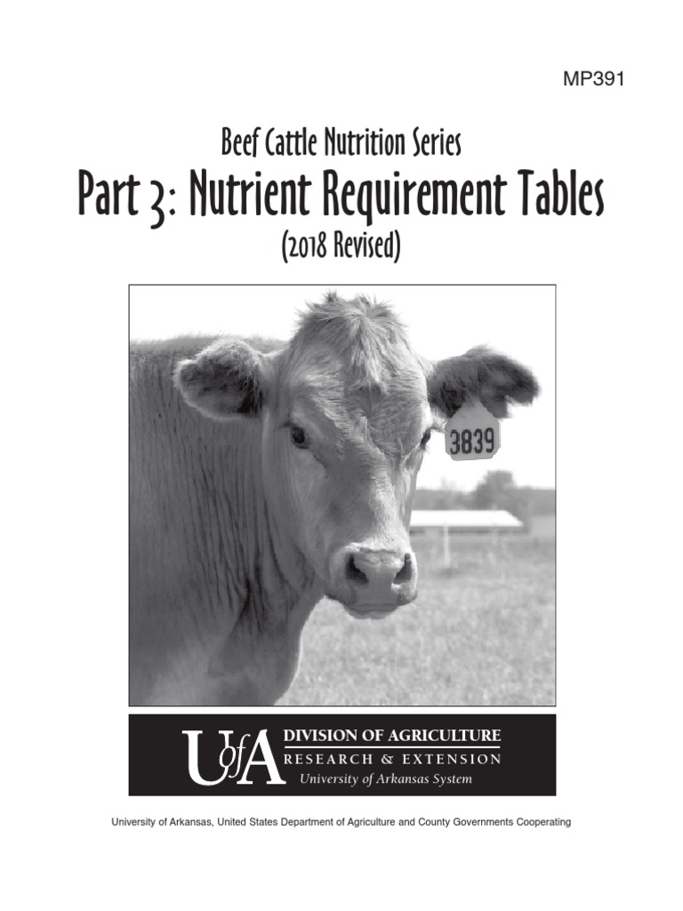Beef Cattle Nutrient Requirement Tables | PDF | Calf | Cattle
