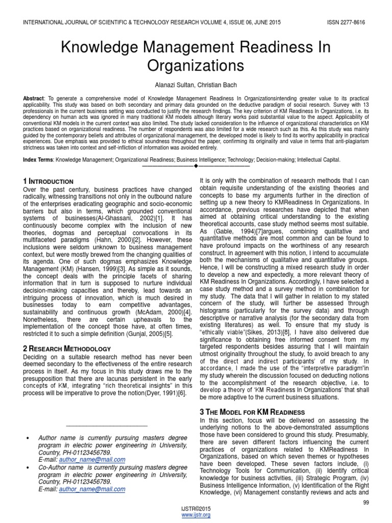 Knowledge Management Readiness in Organizations | PDF | Knowledge ...