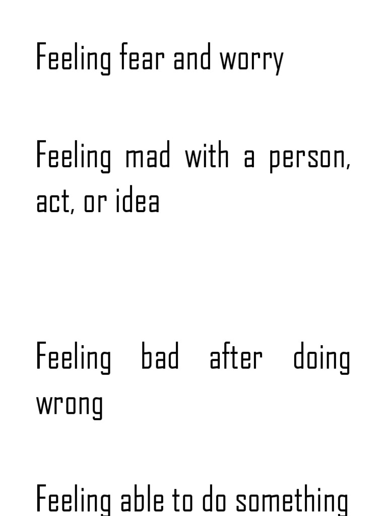 Feeling Fear and Worry Feeling Mad With A Person, Act, or Idea | PDF