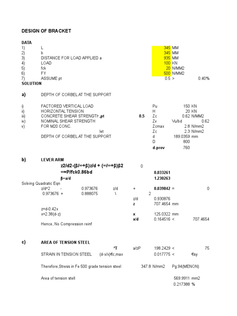 Bracket Design | PDF | Continuum Mechanics | Structural Engineering
