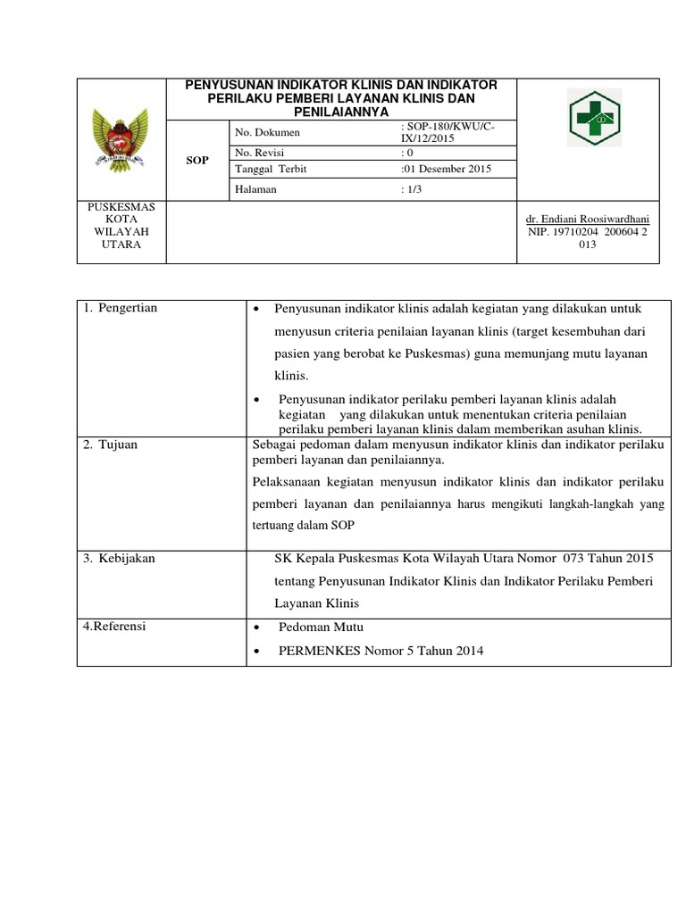 SOP Penyusunan Indikator Mutu | PDF