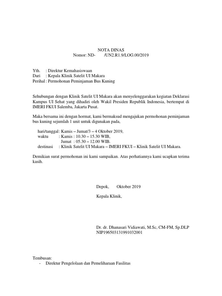 Surat Peminjaman Bus Kuning | PDF