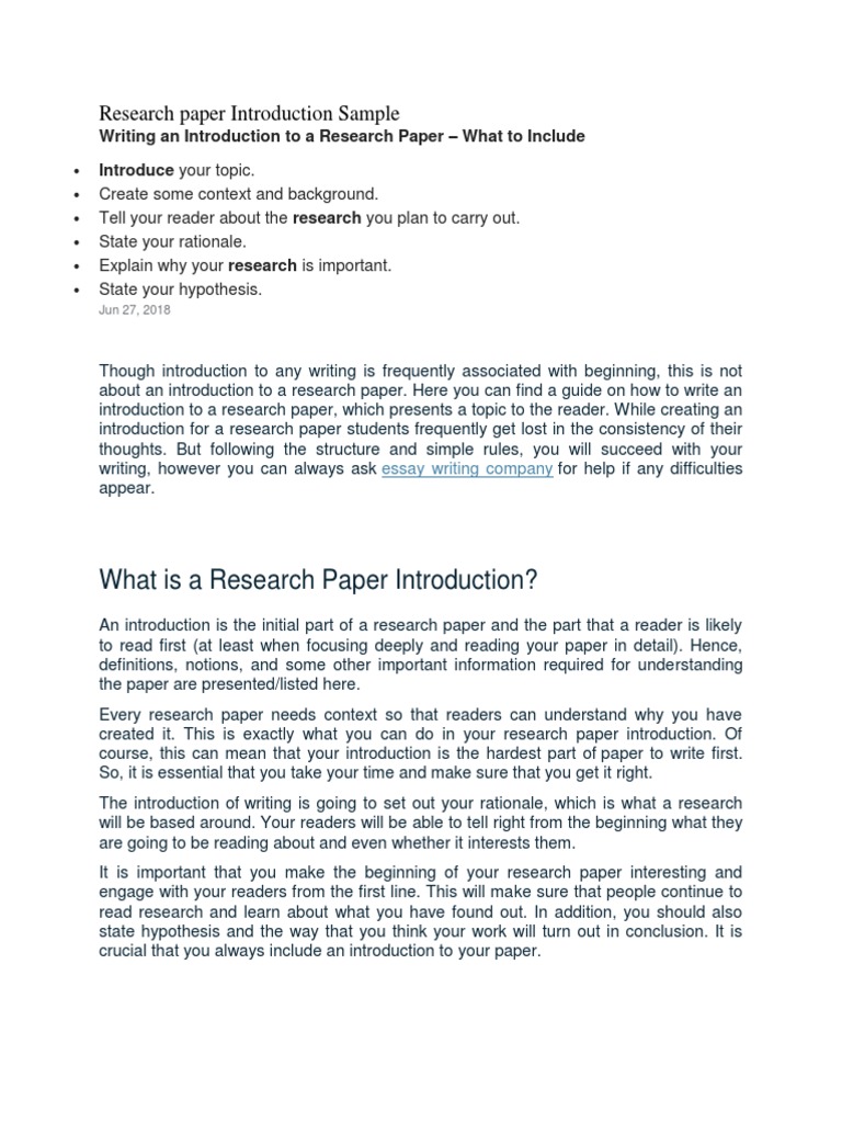 Research Paper Introduction Sample | PDF | Recidivism | Essays