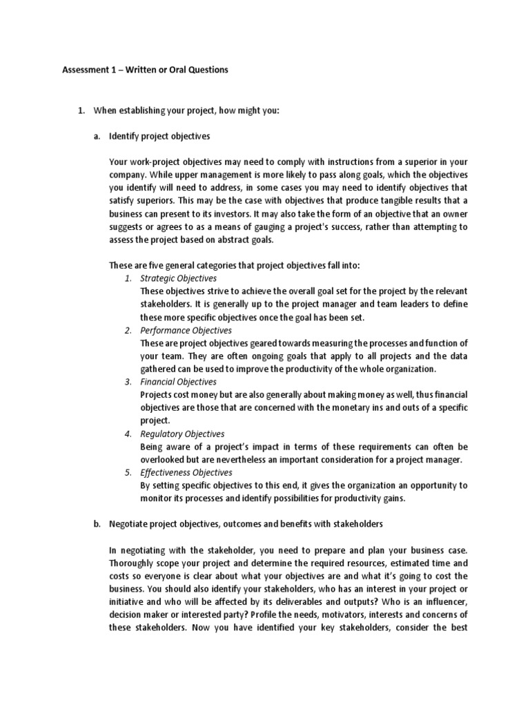 Assessment 1 | PDF | Goal | Project Management