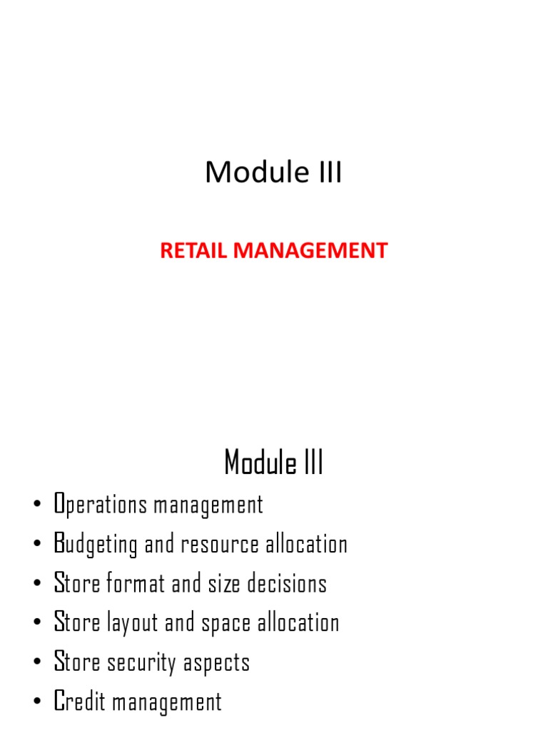 Retail Management | PDF | Retail | Budget
