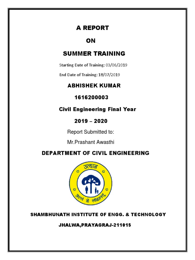 Civil Engineering Training College Report | PDF | Road Surface | Masonry