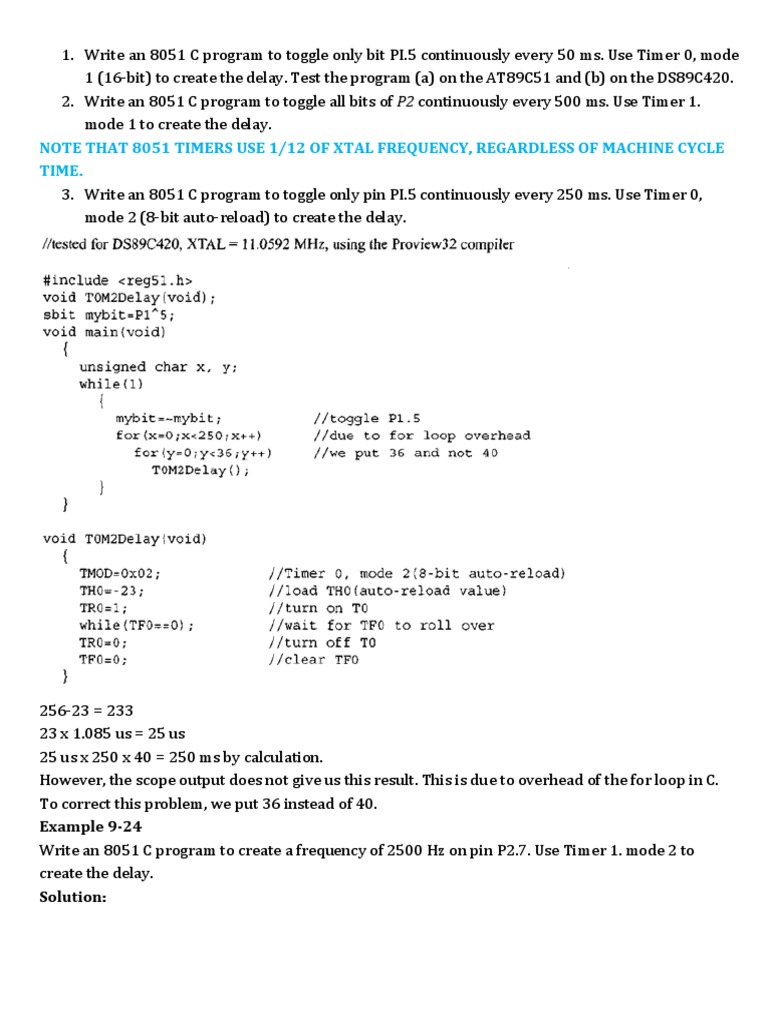 C Programming of Timers 0 and 1 on the 8051 Microcontroller for ...