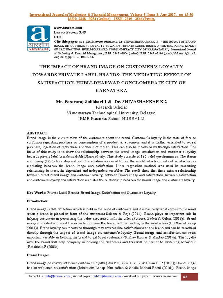 Brand Image Project Report | PDF | Errors And Residuals | Customer ...