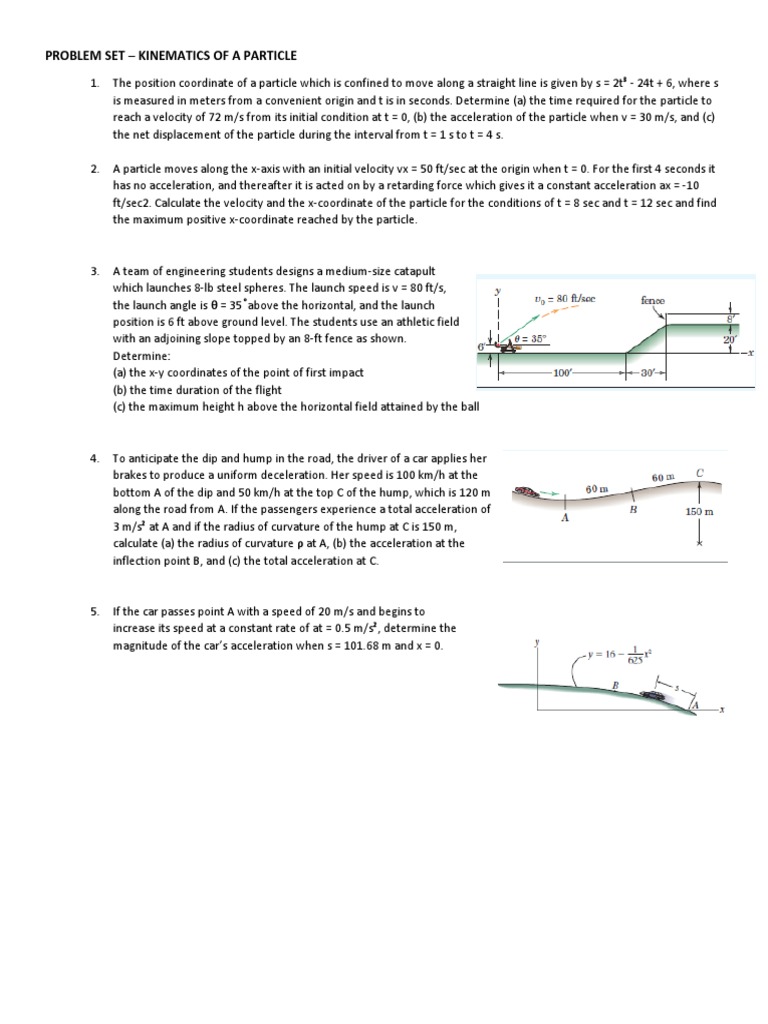 PROBLEM SET Kinematics | PDF